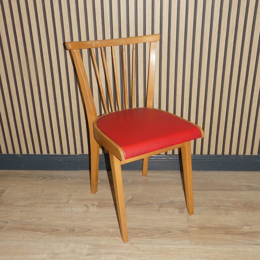 50s Chair Rung Chair Fifties Kitchen Chair Wood Red Rockabilly Wooden ...