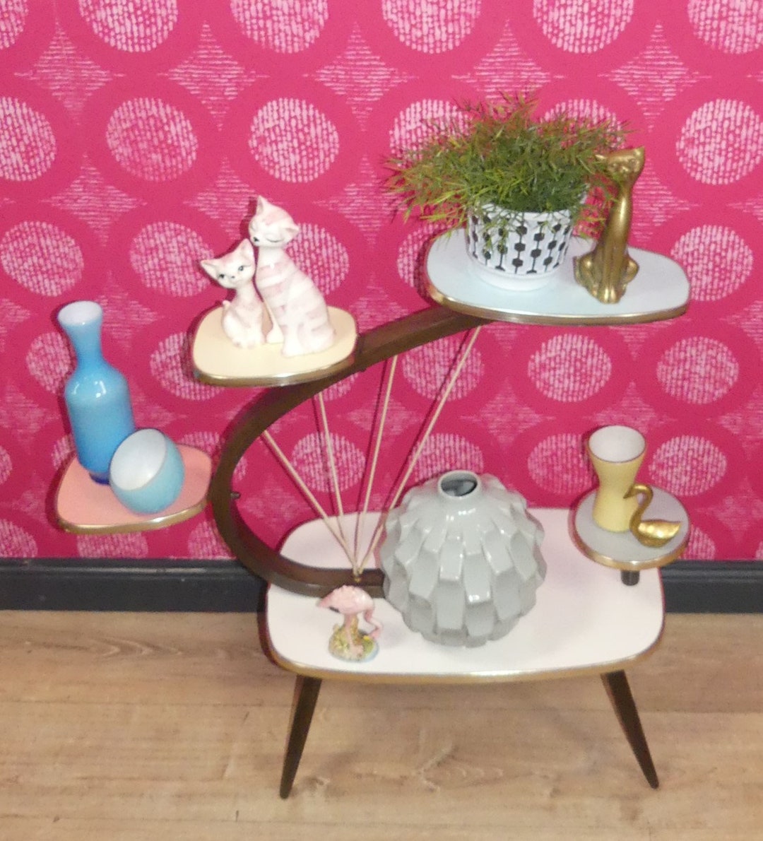 Fifties Flower Stool 50s Flower Bench Etagere Formica PASTEL Decoration ...