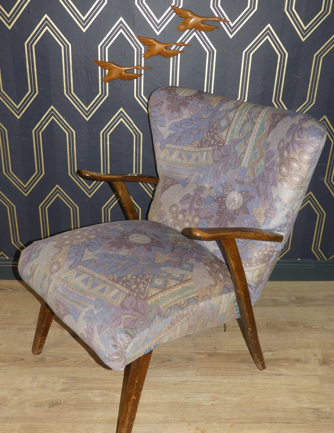 50s Armchair Cocktail Chair Club Chair Mid Century Rockabilly Seat With ...