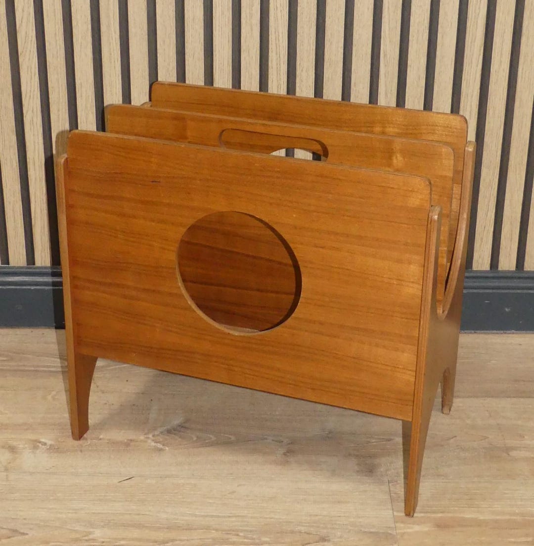 60s Newspaper Rack Design Walnut Plywood Mid Century Vintage Scandi ...