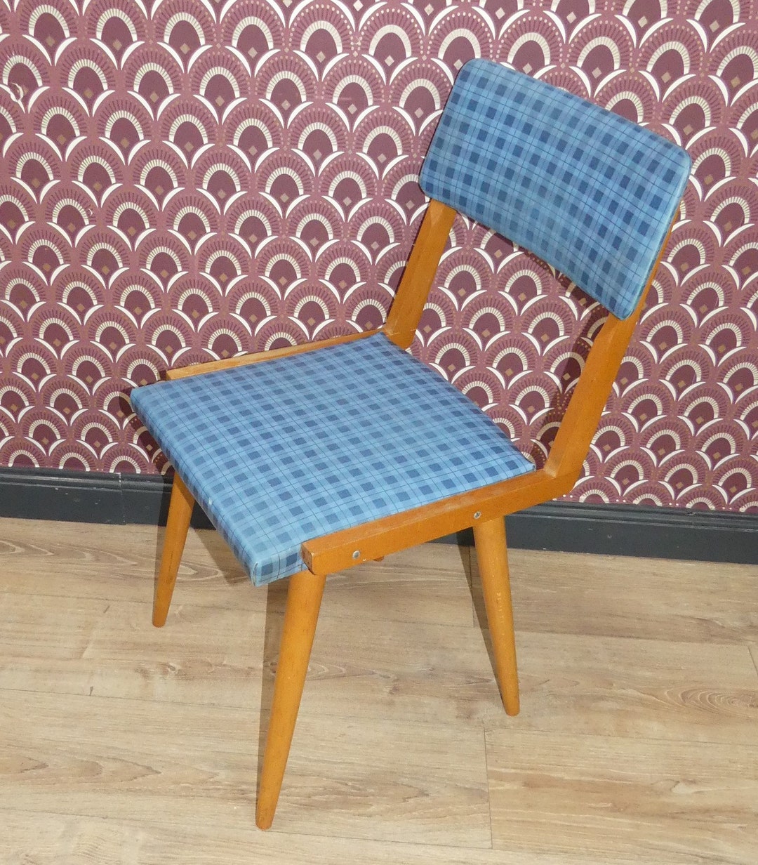 50s Chair Kitchen Chair Wood Blue Checked Rockabilly Vintage Fifties ...