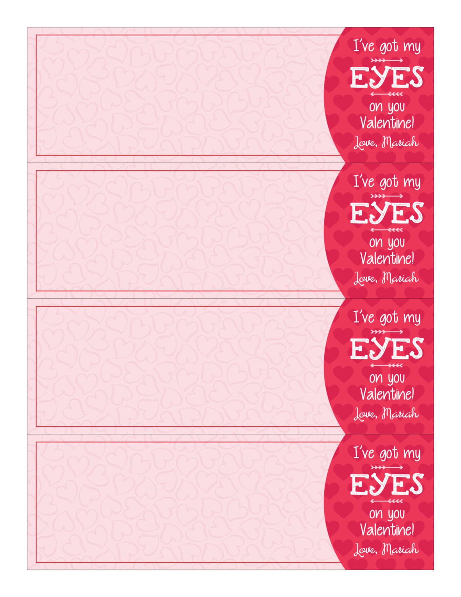 Valentine's Day Card "i've Got My Eyes on You!" DIY Printable Tag ...