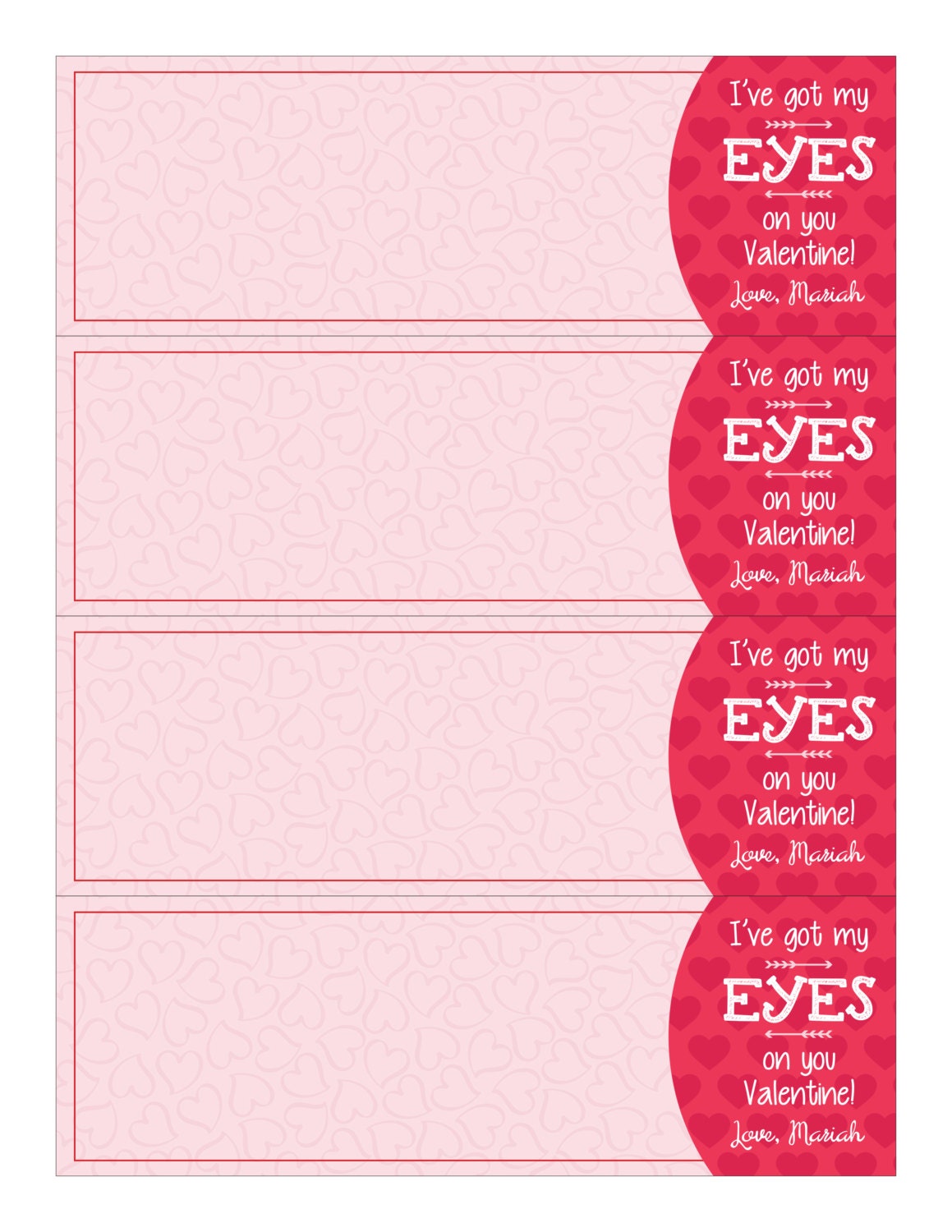 Valentine's Day Card "i've Got My Eyes on You!" DIY Printable Tag ...