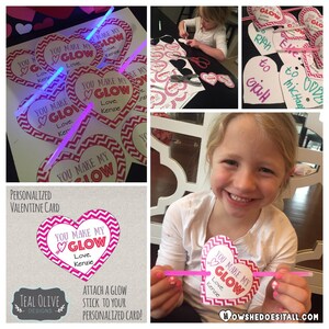 Valentine's Day Card you Make My Heart Glow DIY Printable Tag Valentine ...