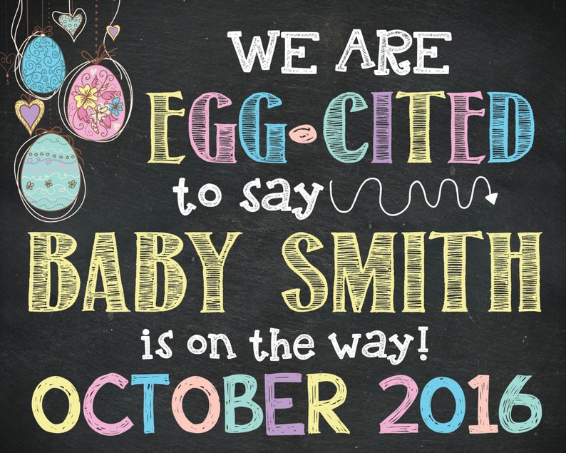 Easter Pregnancy Reveal Sign Easter Baby Reveal Eggcited | Etsy