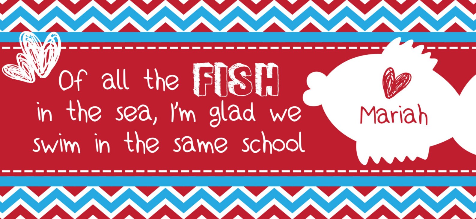 Fish Valentine Tag of All the Fish in the Sea - Etsy