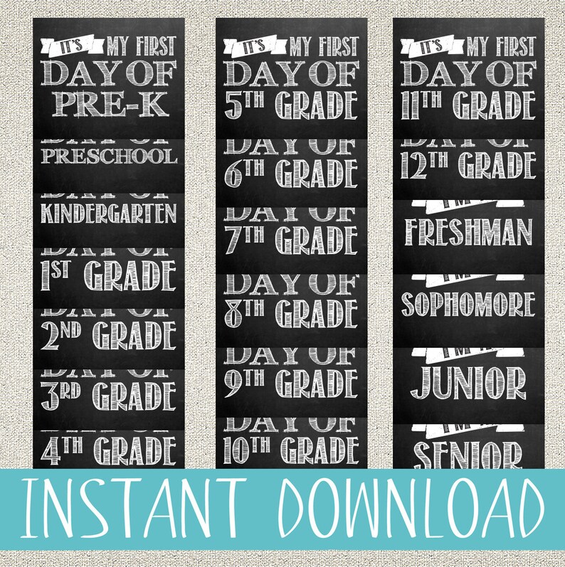 First Day & Last Day of School Printable Signs White | Chalkboard ...