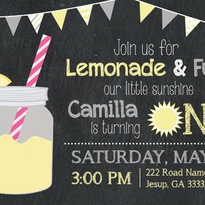 Summer Lemonade Fun & One Theme Invitation Chalkboard Invitation ...