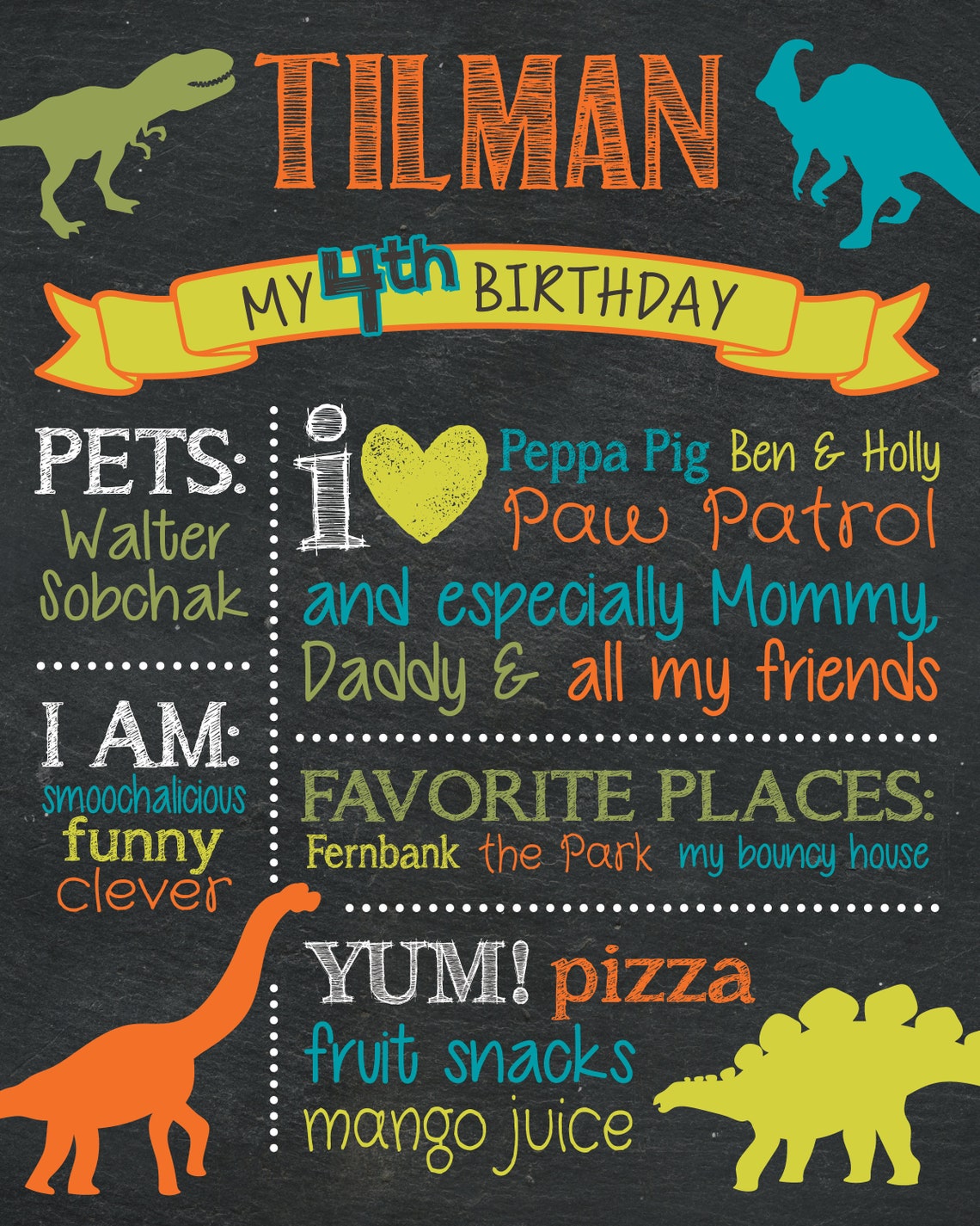 Dinosaur Chalkboard Birthday Sign First Birthday Chalkboard - Etsy