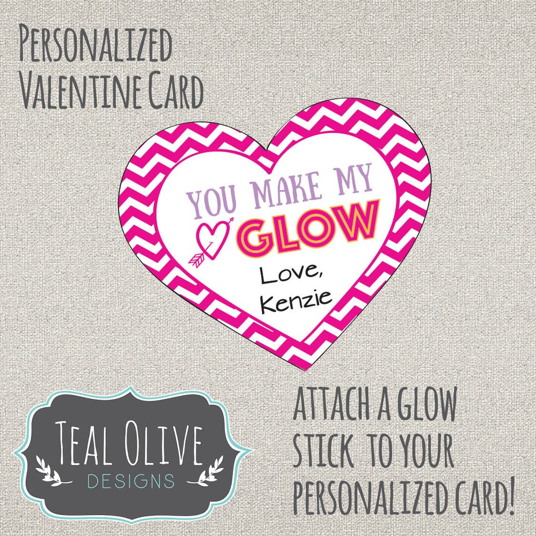 Valentine's Day Card you Make My Heart Glow DIY Printable Tag Valentine ...