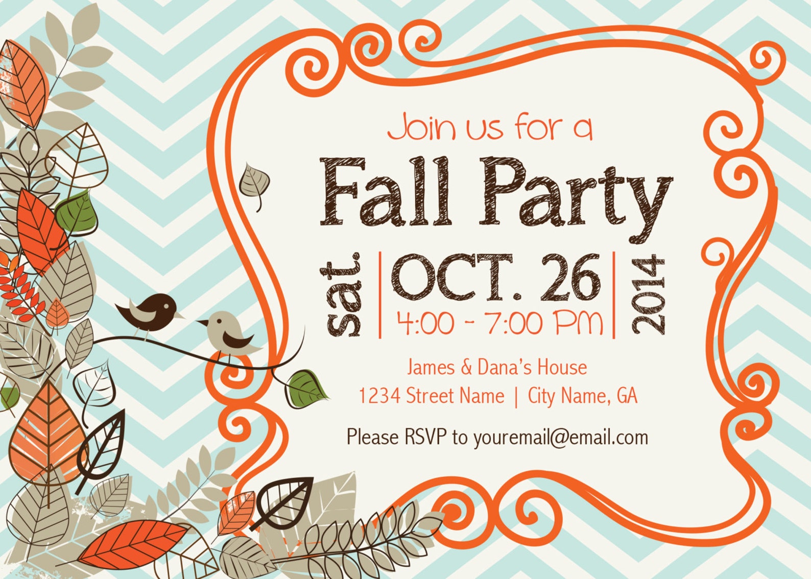 Fall Party Invitation Country Chic Rustic DIY Printable - Etsy