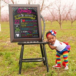 Chevron Chalkboard Birthday Sign - First Birthday Chalkboard - Birthday ...