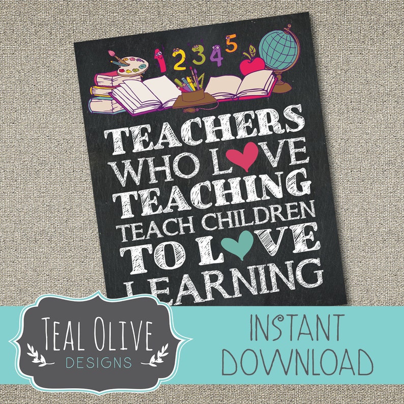 Teacher Wall Art Chalkboard Poster DIY Printable Instant - Etsy