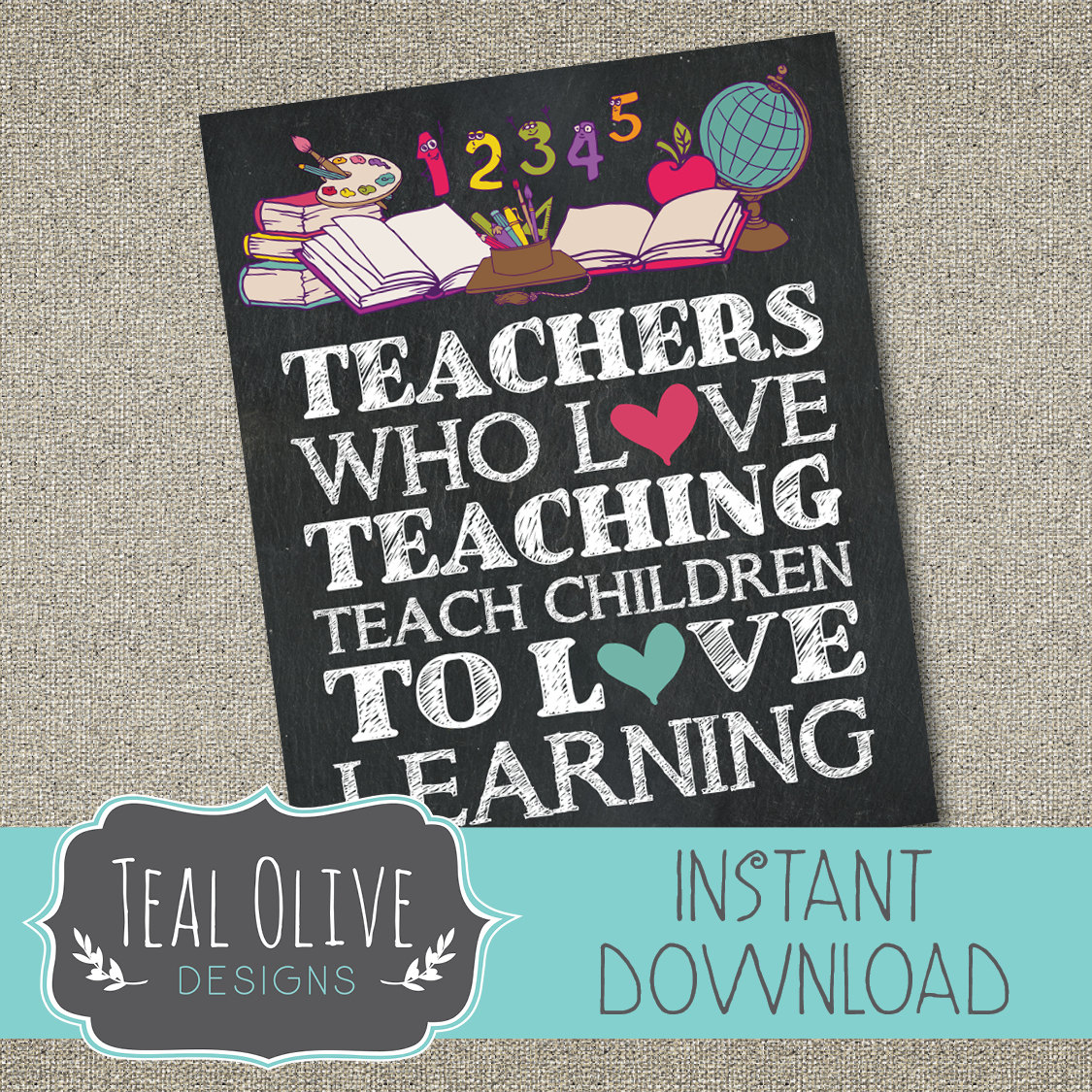 Teacher Wall Art Chalkboard Poster DIY Printable Instant - Etsy