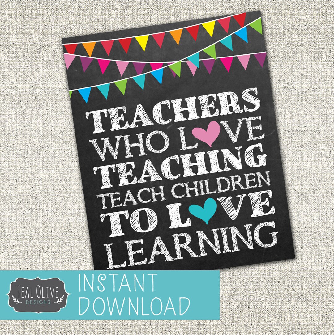 Teacher Wall Art | Chalkboard Poster | DIY Printable | Instant Download ...
