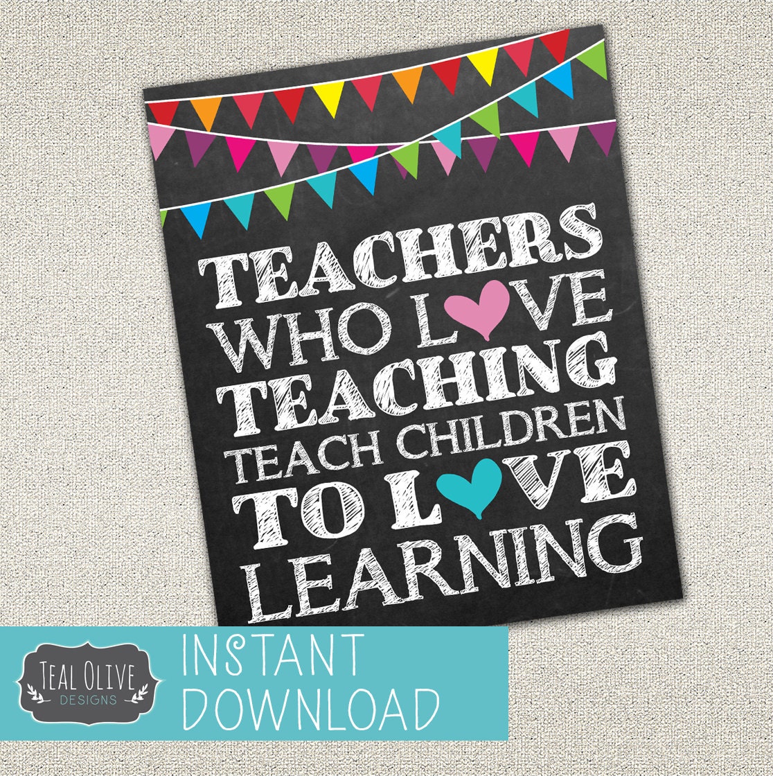 Teacher Wall Art Chalkboard Poster DIY Printable Instant | Etsy