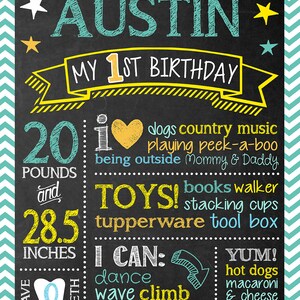 Chevron Chalkboard Birthday Sign - First Birthday Chalkboard - Birthday ...