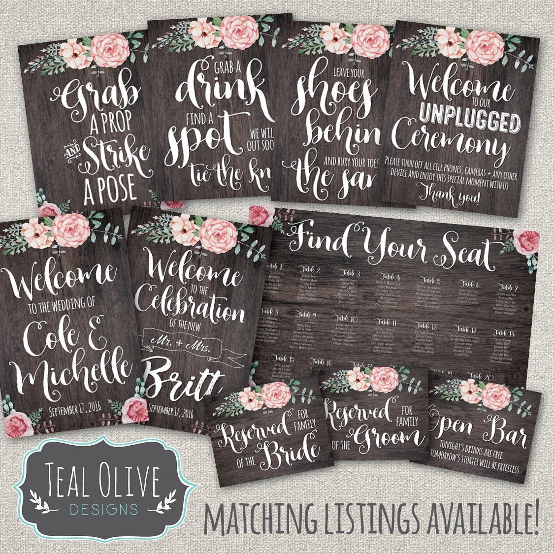 Reserved for Family Sign - Rustic Chic Wedding - Wedding Poster - Wood ...