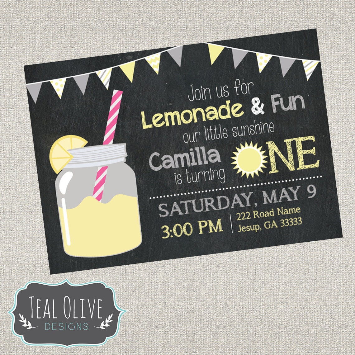 Summer Lemonade Fun & One Theme Invitation Chalkboard - Etsy