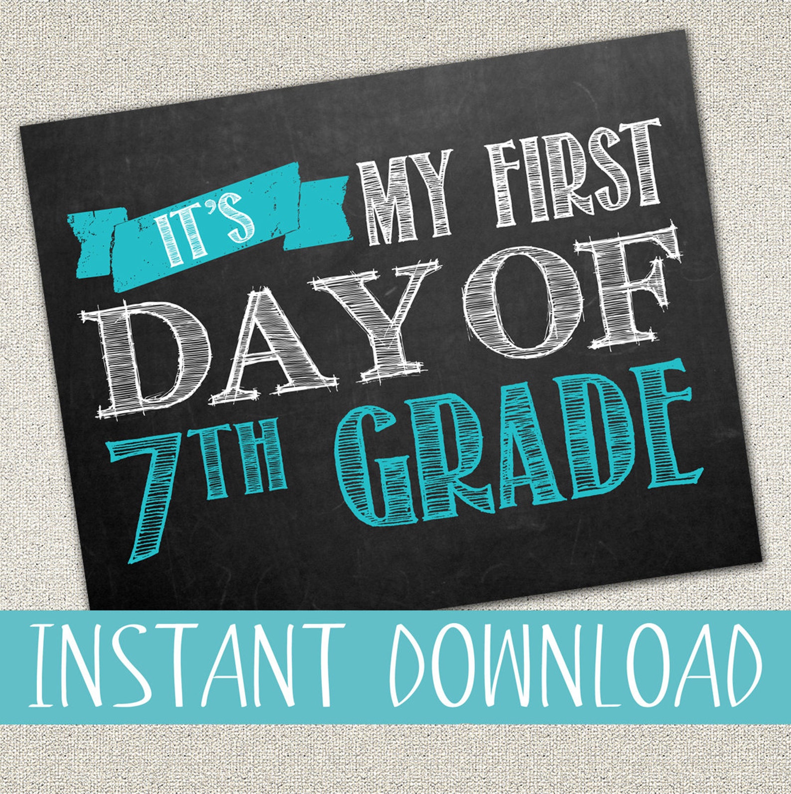 First Day of School Printable Signs Blue | Back to School Instant ...