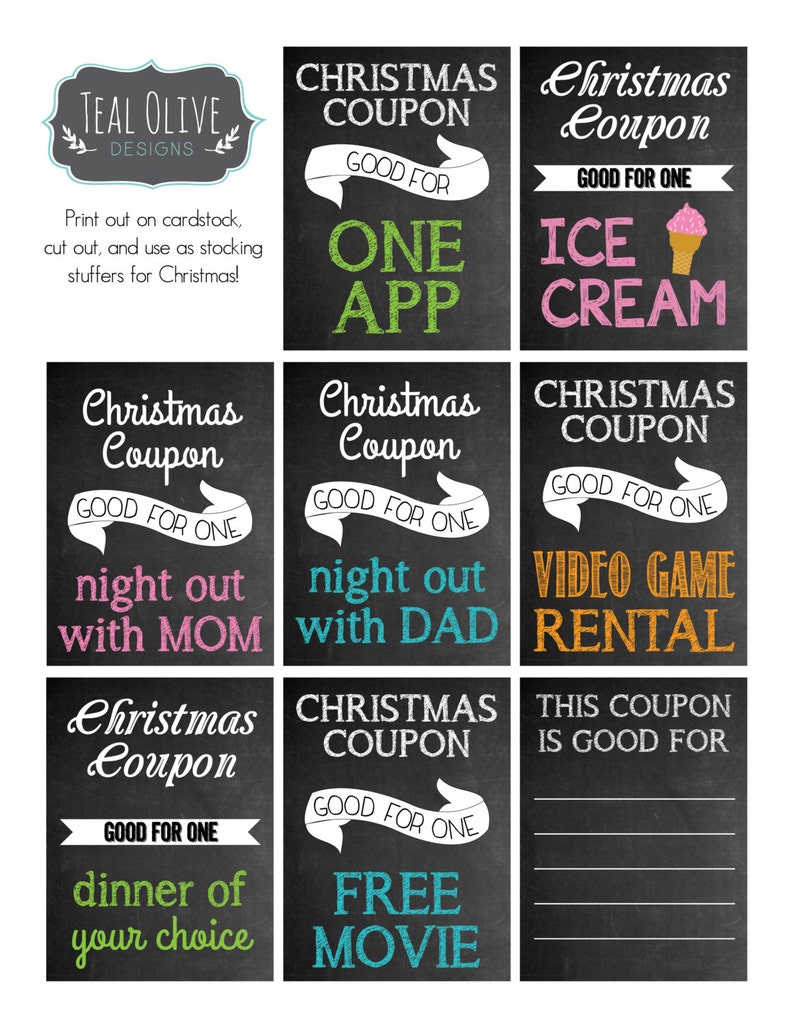 Christmas Coupons Stocking Stuffers DIY Printable | Etsy
