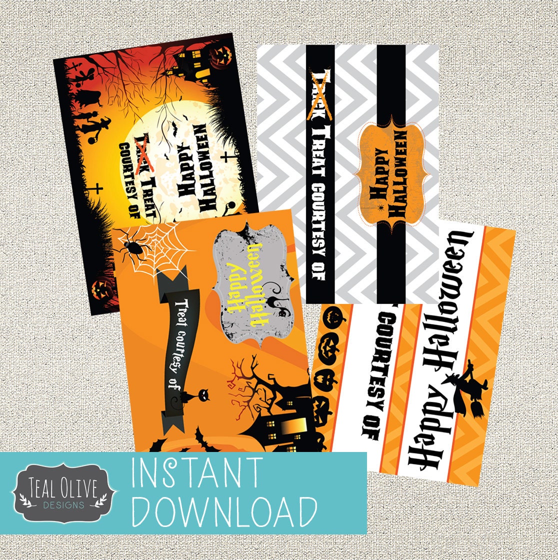 Halloween Goodie Bag Topper Printable DIY - Happy Halloween - Treats ...