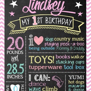 Chevron Chalkboard Birthday Sign - First Birthday Chalkboard - Birthday ...