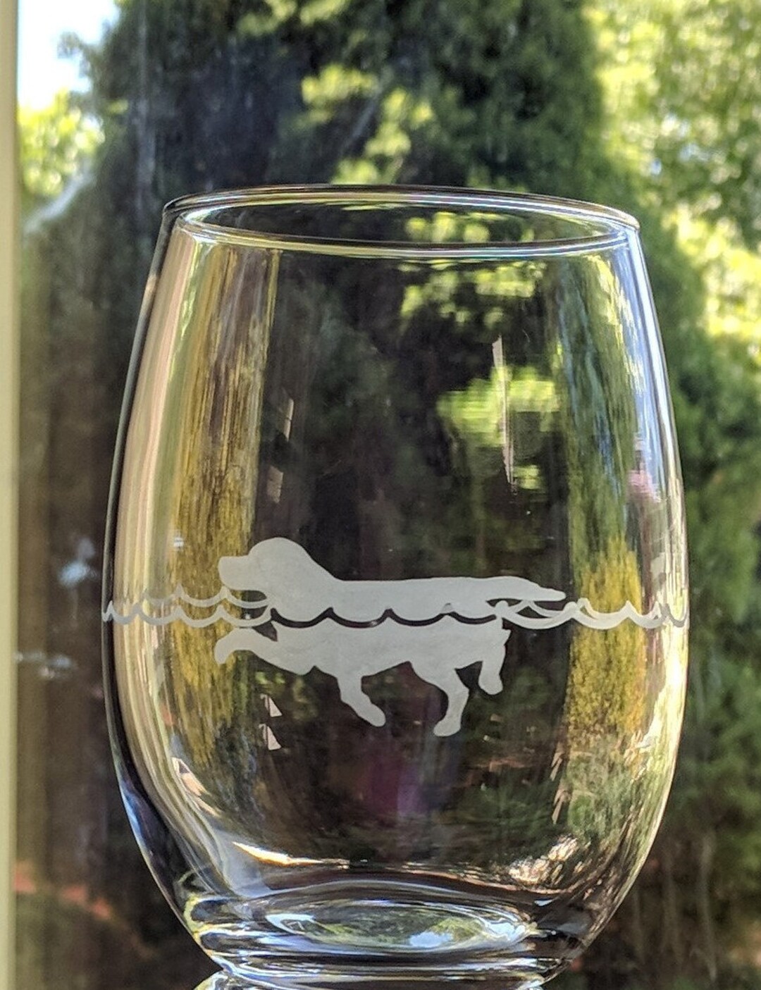 Swimming Lab Labrador Dog Wine Glass Stemless | Black Lab | Labrador ...