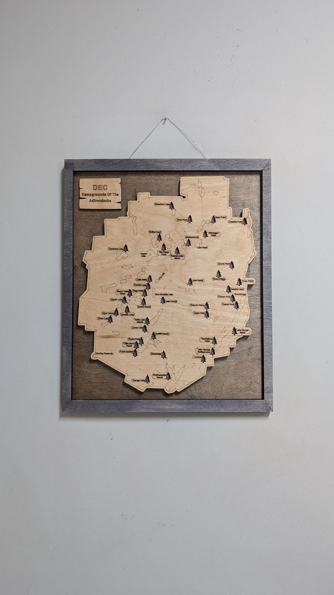 Adirondack DEC Campground Wooden Map – Handcrafted NY State Camping ...