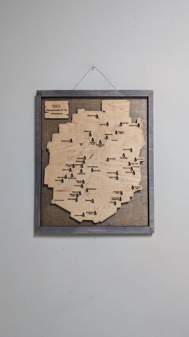 Adirondack DEC Campground Wooden Map – Handcrafted NY State Camping ...