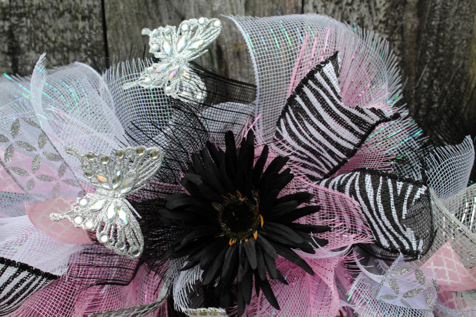 Hope Deco Mesh Wreath, Breast Cancer Awareness Wreath, Pink, Black ...
