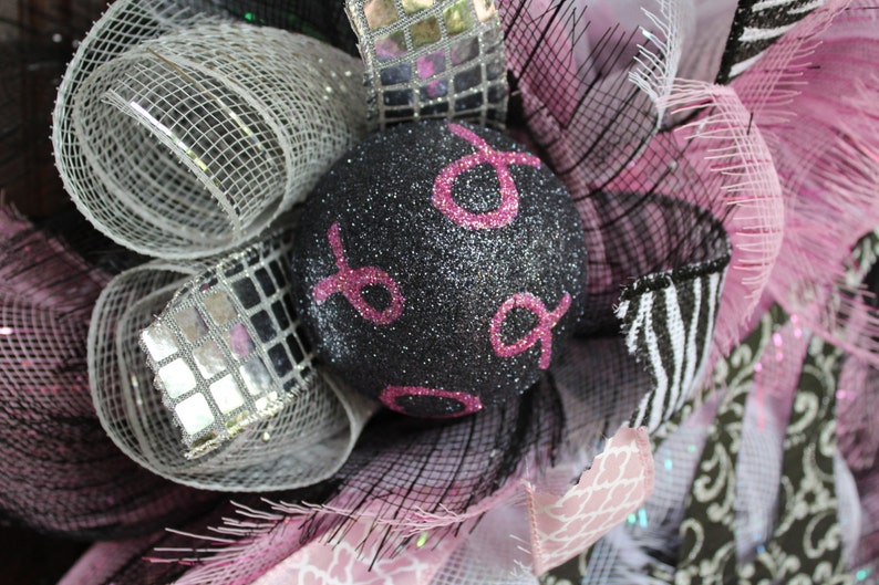 Hope Deco Mesh Wreath, Breast Cancer Awareness Wreath, Pink, Black ...