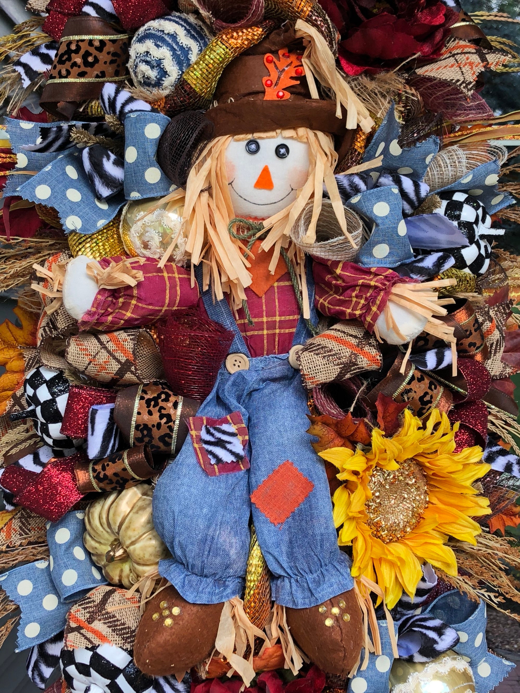 Happy Fall Scarecrow Deco Mesh Wreath Swag Autumn Wreath | Etsy