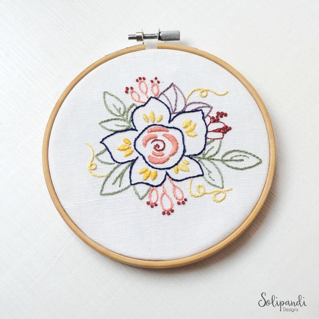 Spring Flower, Hand Embroidery PDF Pattern - Instand Digital Download ...