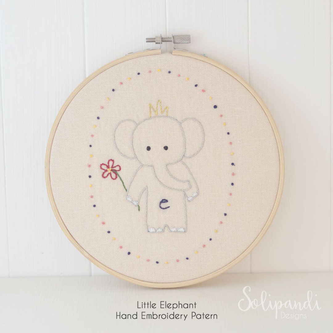 Little Elephant // Hand Embroidery PDF Pattern Instand Digital Download ...