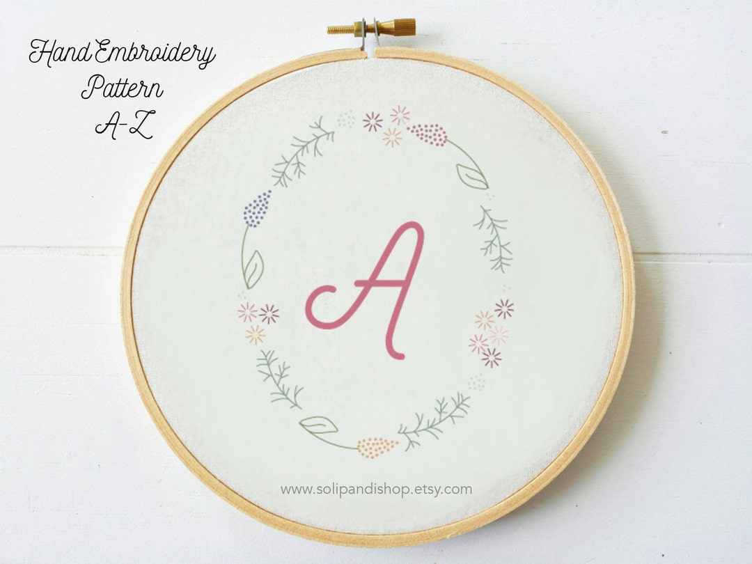 Bundle A-Z Letters in Floral Frame / Hand Embroidery Design PDF Pattern ...