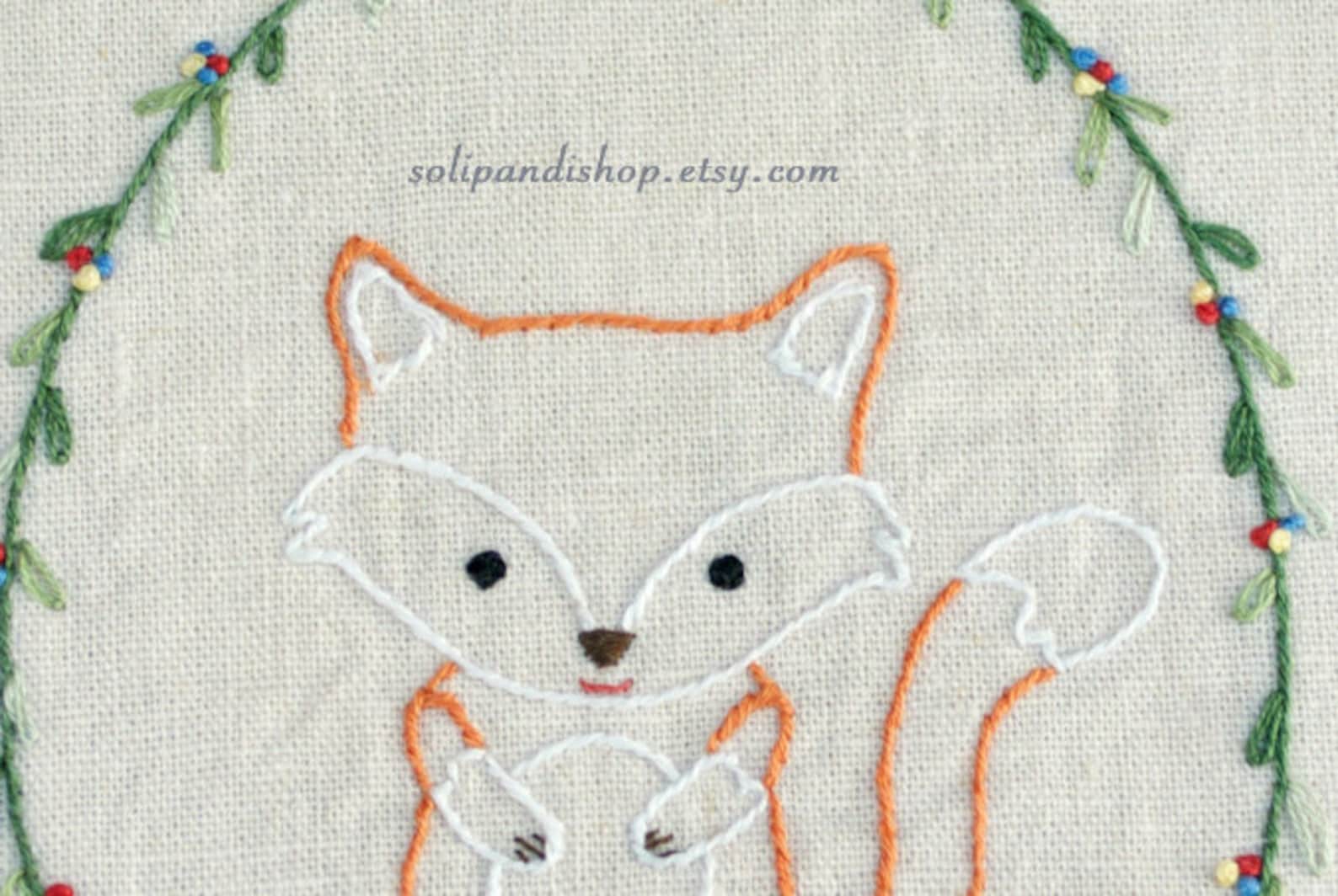 Little Fox Hand Embroidery PDF Pattern Instand Digital | Etsy