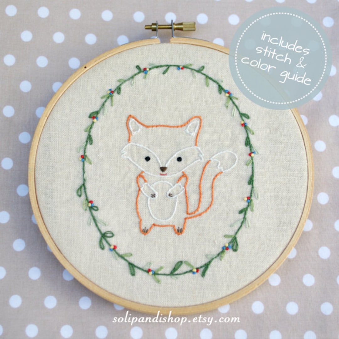 Little Fox, Hand Embroidery PDF Pattern - Instand Digital Download ...