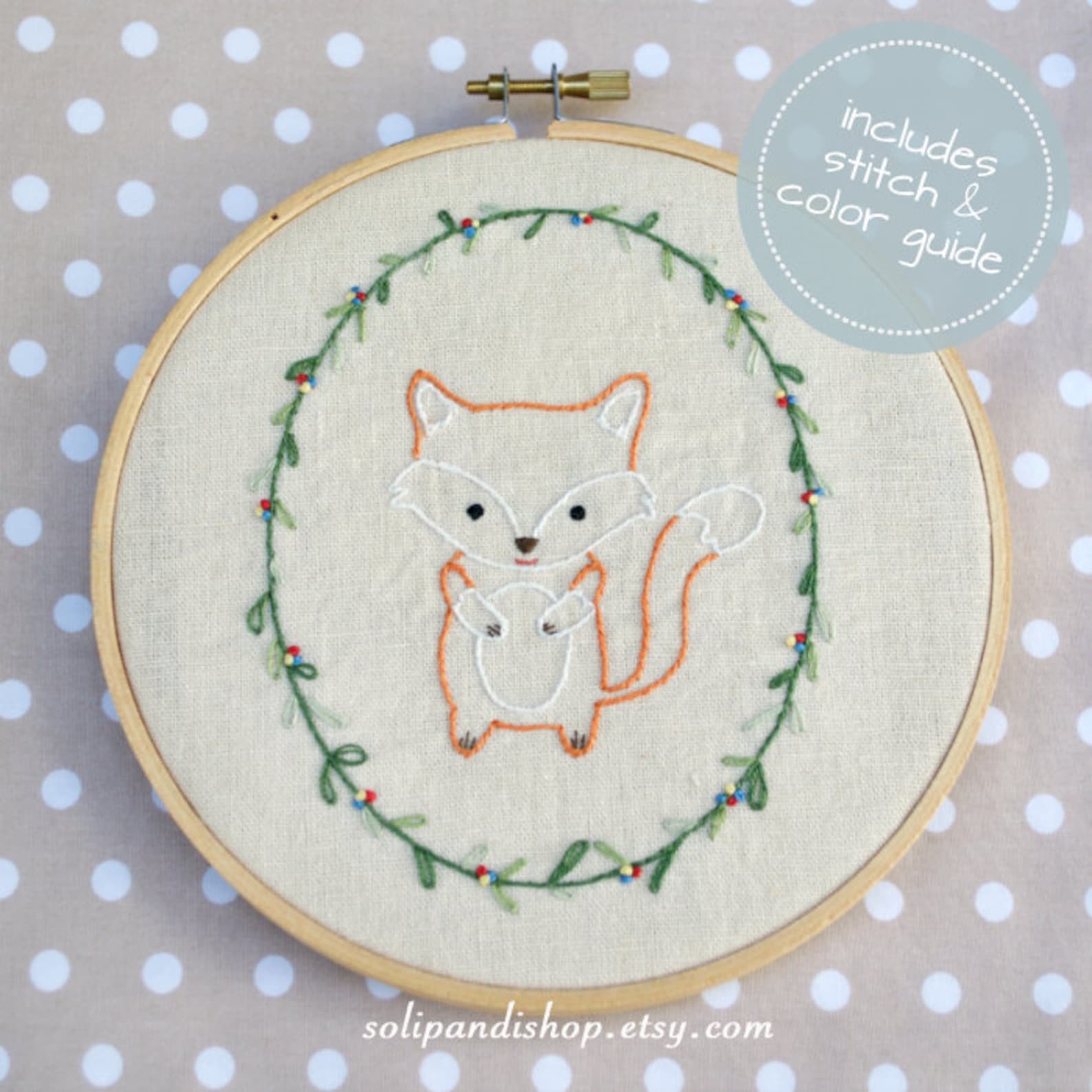 Little Fox Hand Embroidery PDF Pattern Instand Digital - Etsy