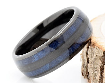 Blue Tungsten Ring for Men Blue Tungsten Wedding Ring Blue - Etsy