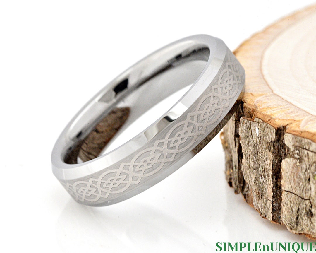 Irish Knot Wedding Band. Mens Tungsten Wedding Ring. 6mm Tungsten Band. Celtic Ring. Promise ...