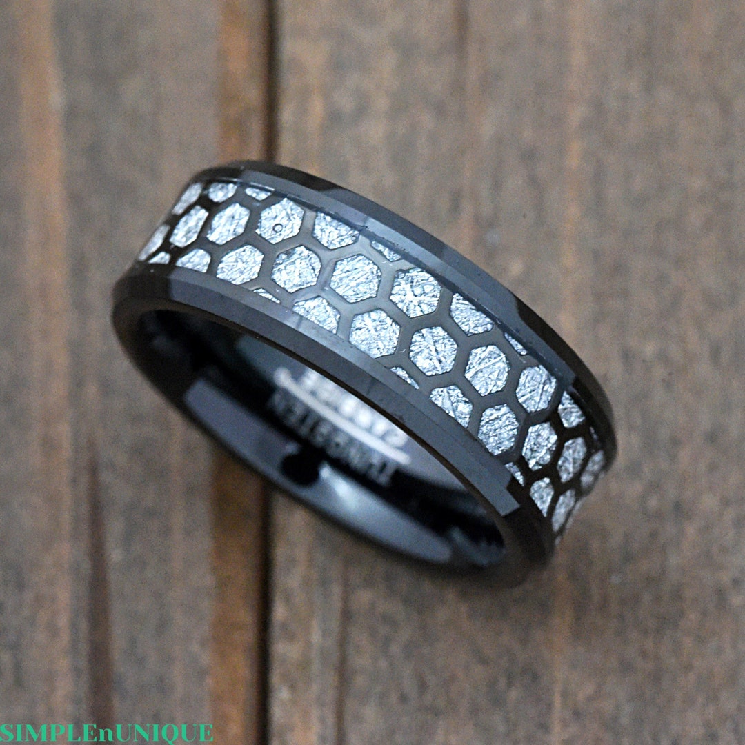 8mm Metallic Imitate Meteorite With Honeycomb Hexagon Pattern Inlay ...