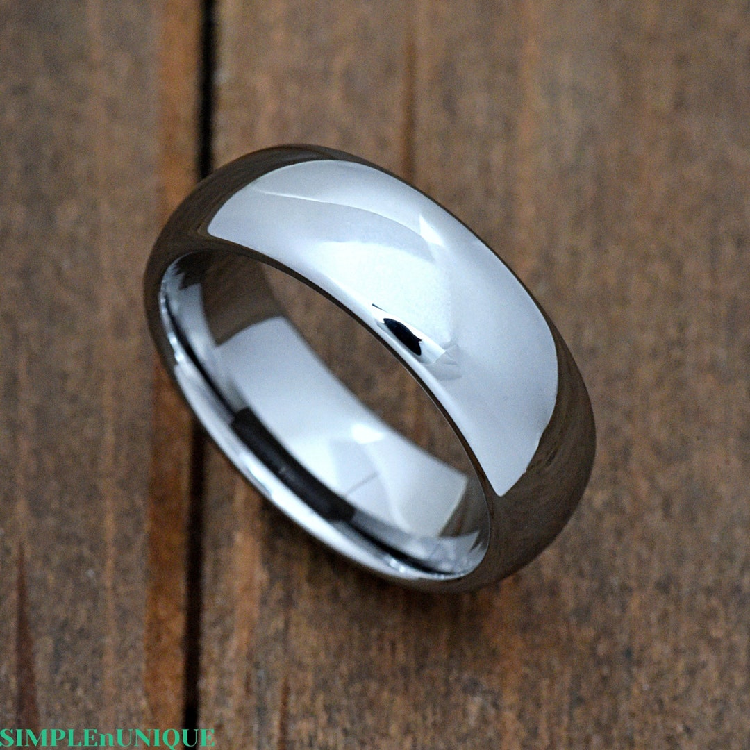 High Polished Classic Dome Tungsten Wedding Ring Minimalist Ring 7mm ...