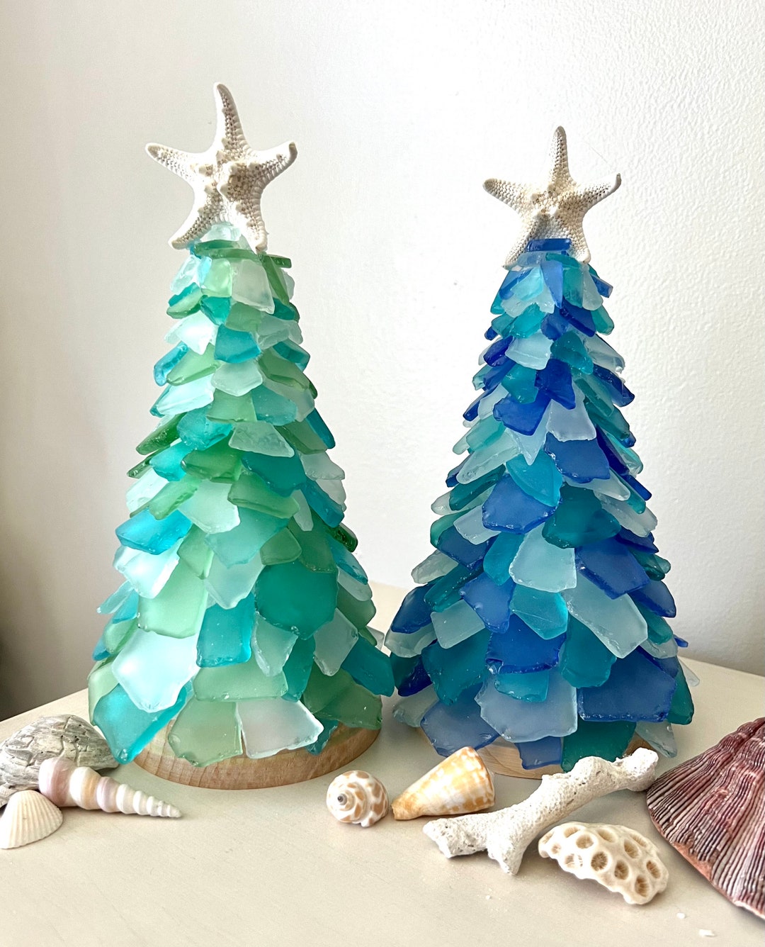 9” Sea Glass Tree, Home Decor, Christmas Tree Decor - Etsy