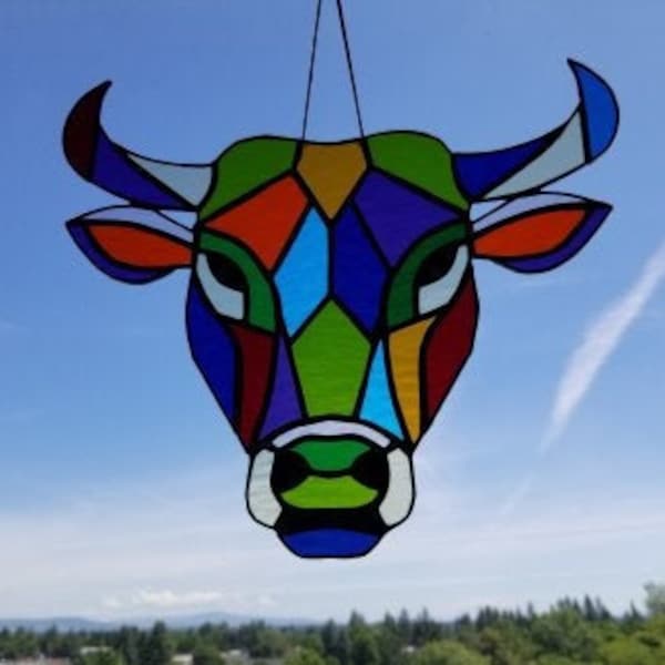 Stained Glass Cow - Etsy