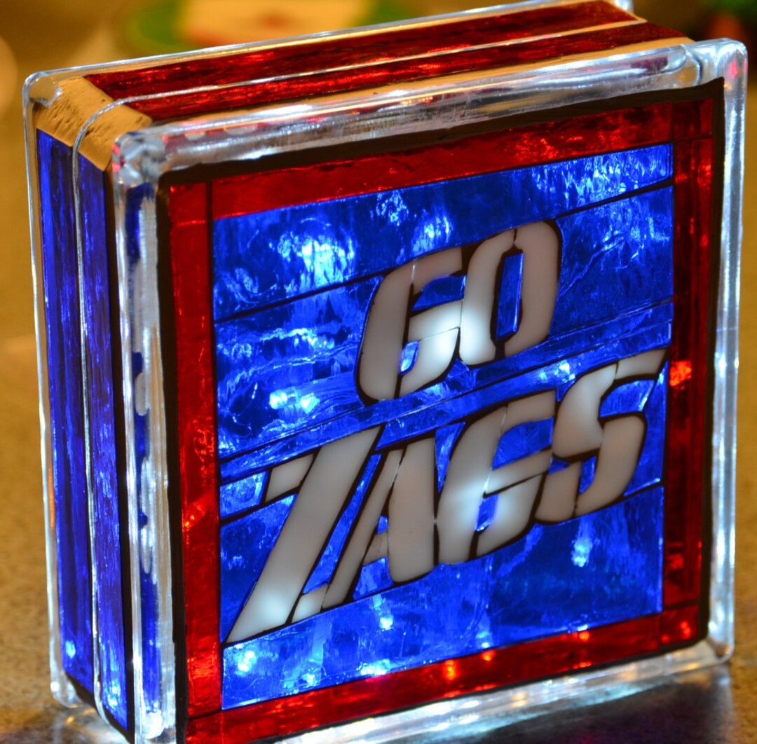 Gonzaga Lighted Mosaic Glass Block go Zags - Etsy