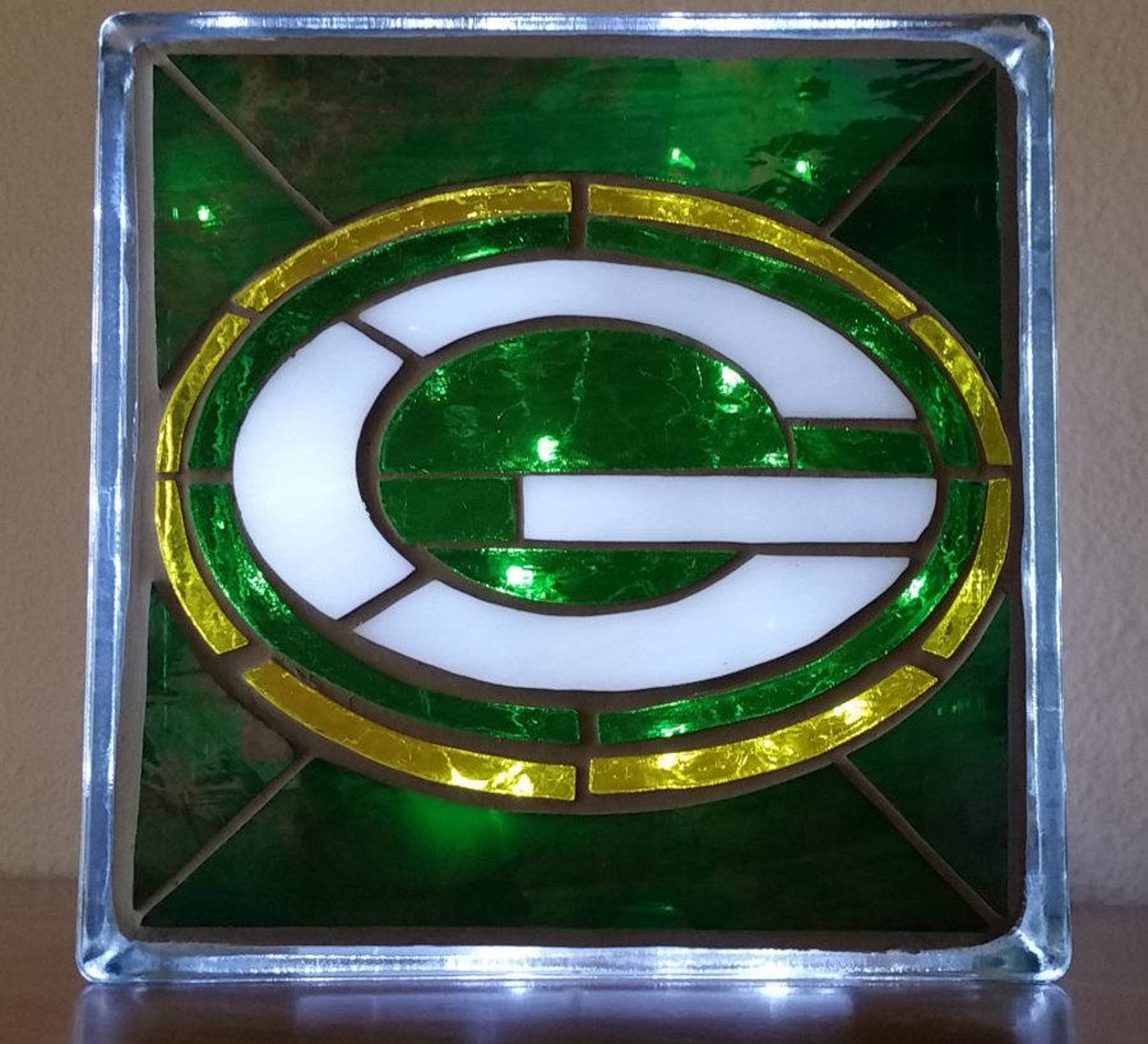 NFL Green Bay Packers Mosaic Glass Block With LED Lights - Etsy