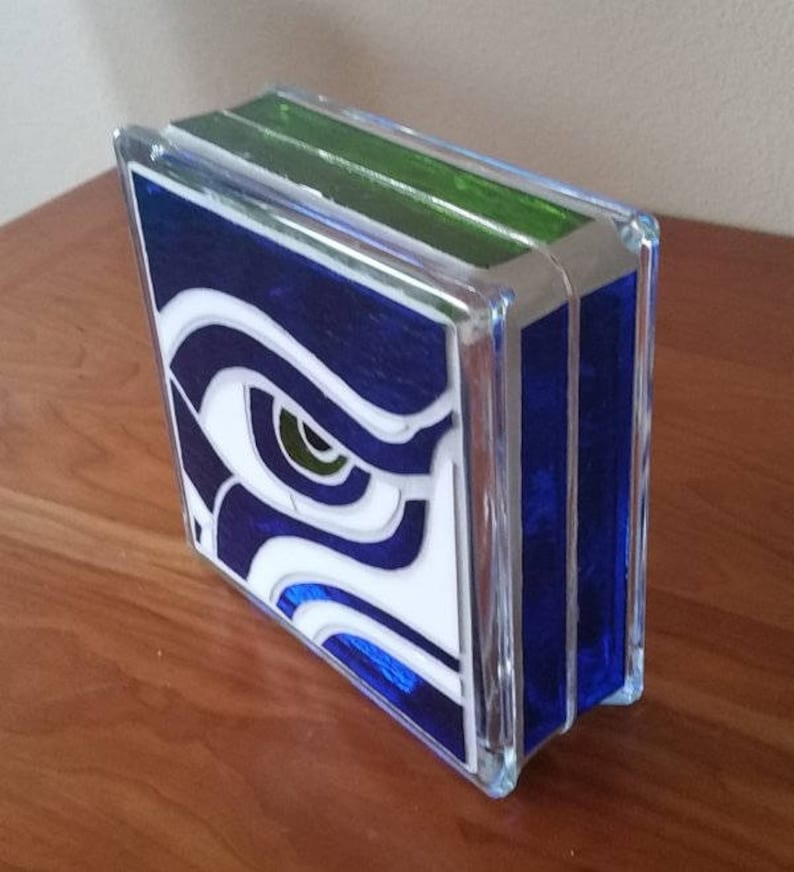 NFL Seattle Seahawks Lighted Stained Glass Block - Etsy