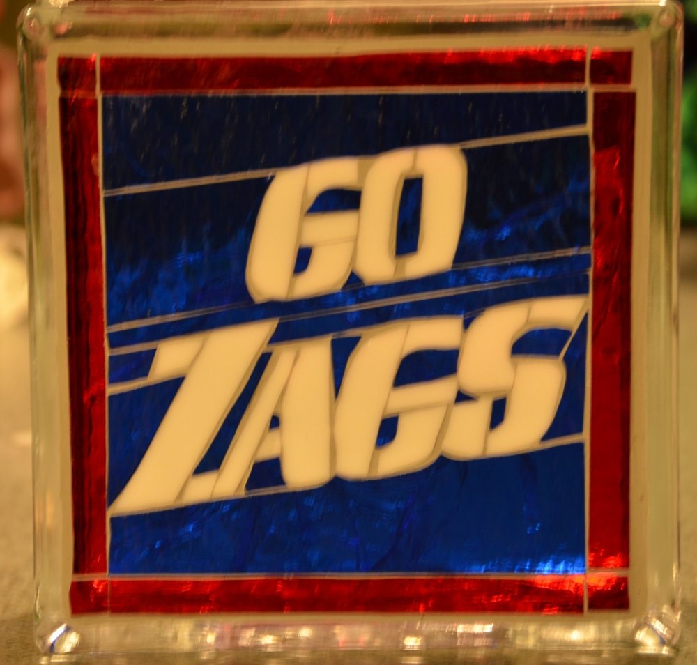 Gonzaga Lighted Mosaic Glass Block go Zags - Etsy