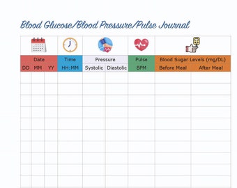 Printable Blood Pressure Monitoring Chart Digital Download - Etsy Canada